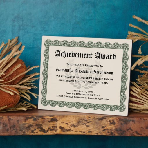 Personalized Achievement Award Plaque | Zazzle