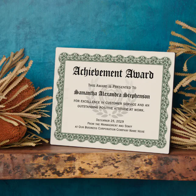 Personalized Achievement Award Plaque | Zazzle