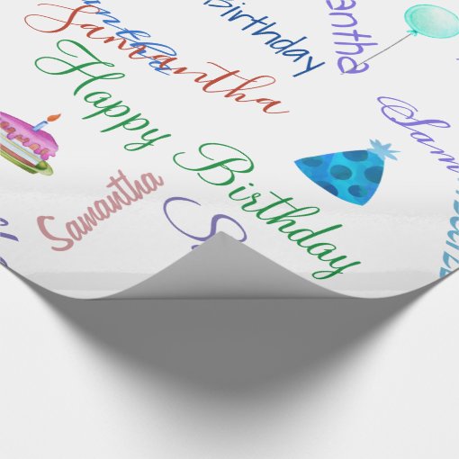 Personalized Add a Name Custom Happy Birthday Wrapping Paper | Zazzle