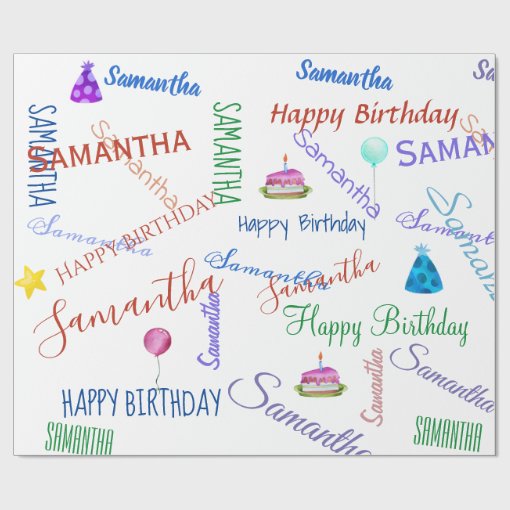 Personalized Add a Name Custom Happy Birthday Wrapping Paper | Zazzle