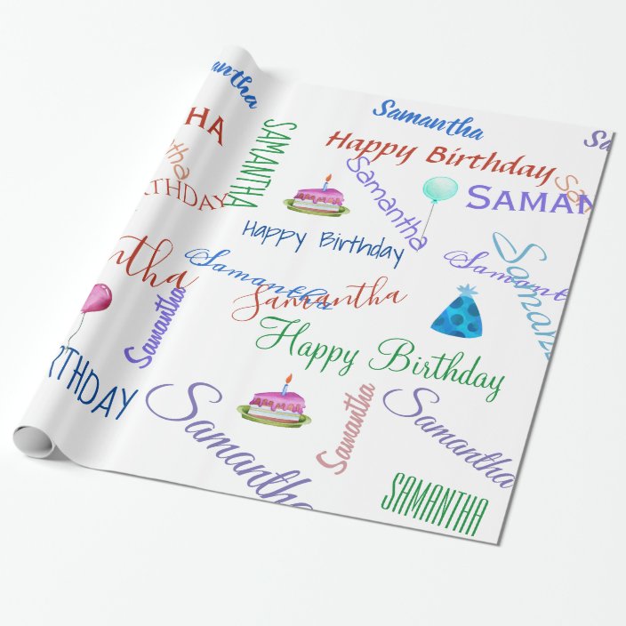 Personalized Add a Name Custom Happy Birthday Wrapping Paper | Zazzle.com