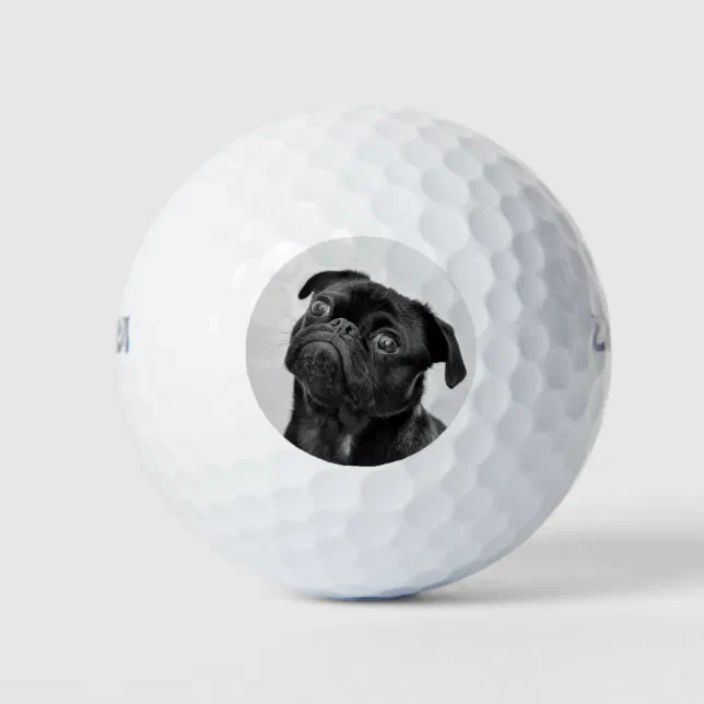 Personalized Add Your Photo Pug Dog Black White Golf Balls | Zazzle