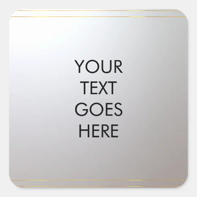 Personalized Add Your Text Here Gold Silver Square Sticker | Zazzle