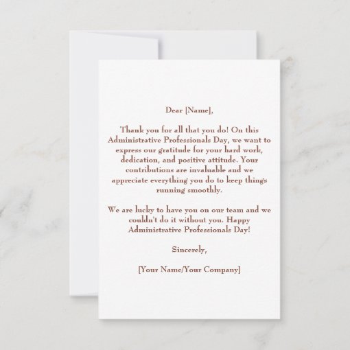 Personalized Administrative Professionals Day Thank You Card | Zazzle