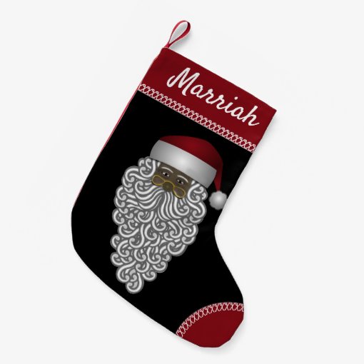 Personalized African American Black Santa Small Christmas Stocking | Zazzle
