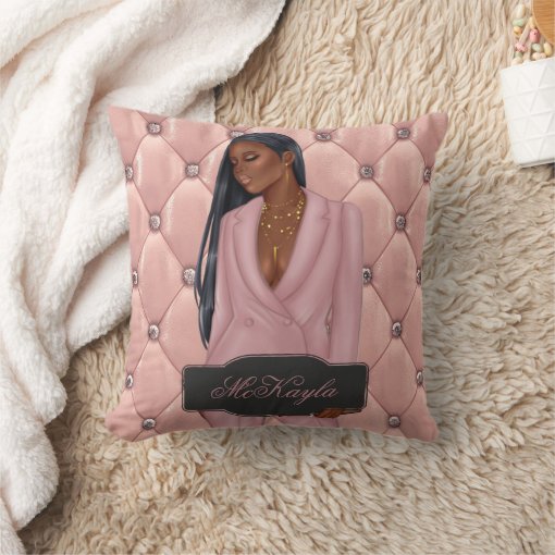 Personalized African-American CEO Boss Woman Throw Pillow | Zazzle