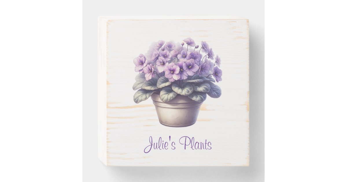 Personalized African Violet Wood Plant Sign | Zazzle