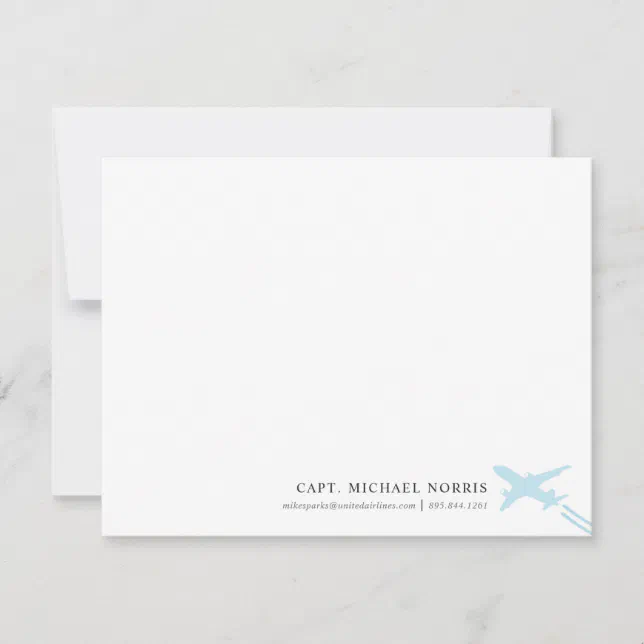 Personalized Airplane Pilot Note Card | Zazzle