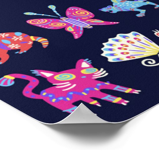 Personalized Alebrije Mexican Animals Folk Art Poster | Zazzle