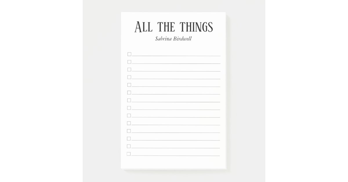 Personalized All the things | To do list Post-it Notes | Zazzle