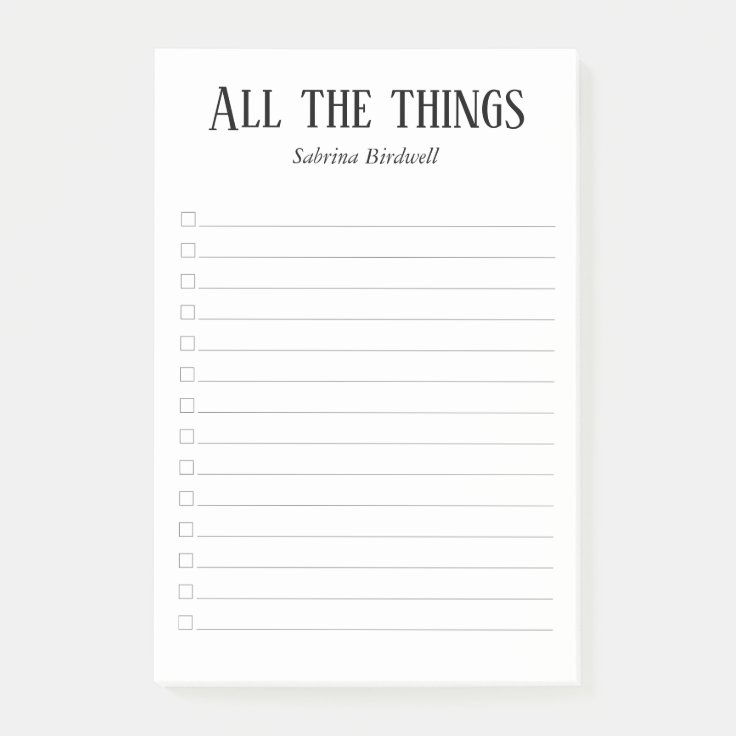Personalized All the things | To do list Post-it Notes | Zazzle