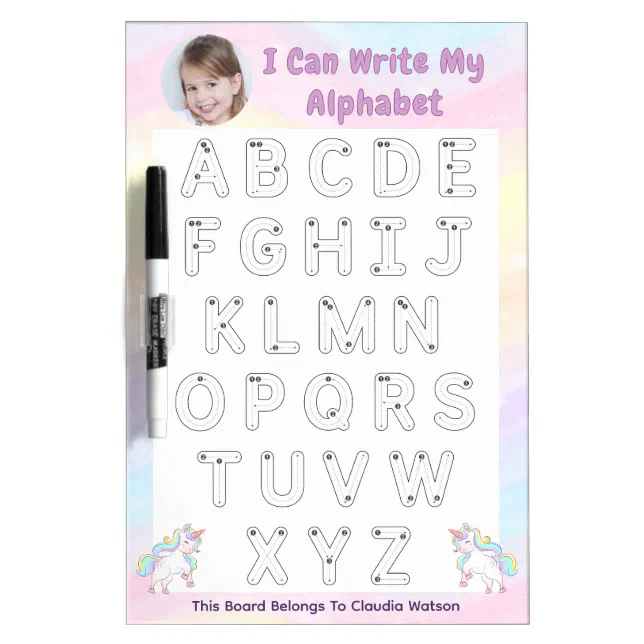 Personalized Alphabet Letter Tracing Practice Dry Erase Board | Zazzle
