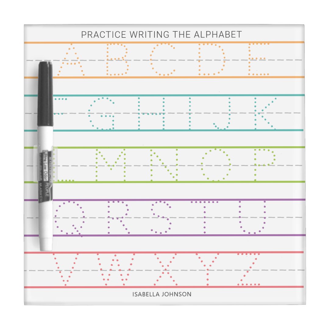 Personalized Alphabet Tracing Practice White Board | Zazzle