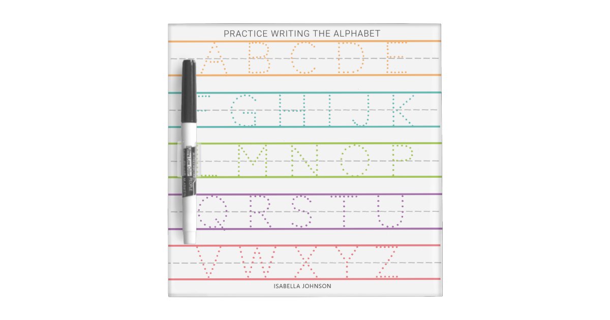 Personalized Alphabet Tracing Practice White Board | Zazzle