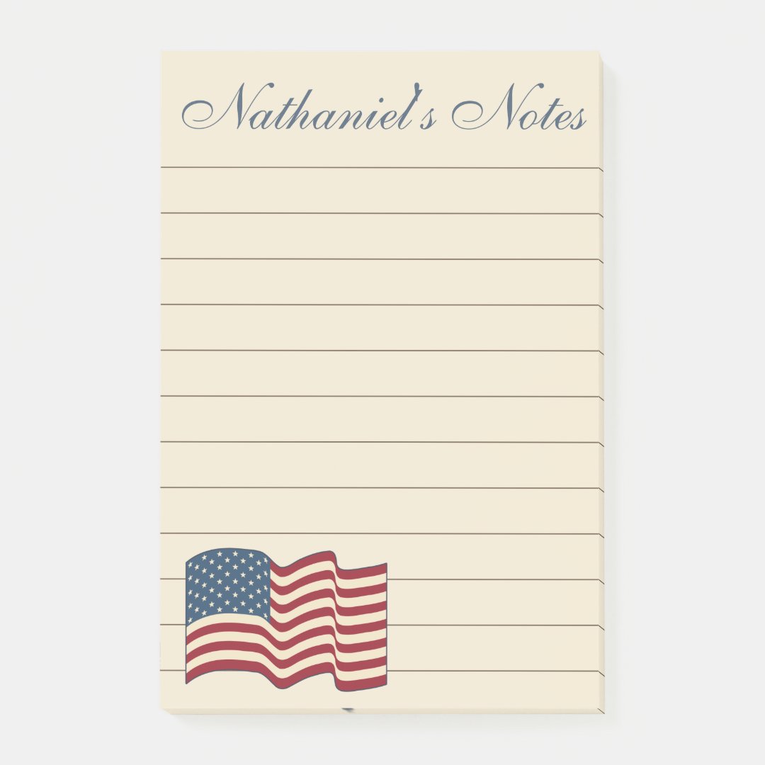 Personalized American Flag Post It Notes Gift | Zazzle