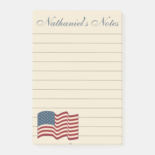 Personalized American Flag Post It Notes Gift | Zazzle