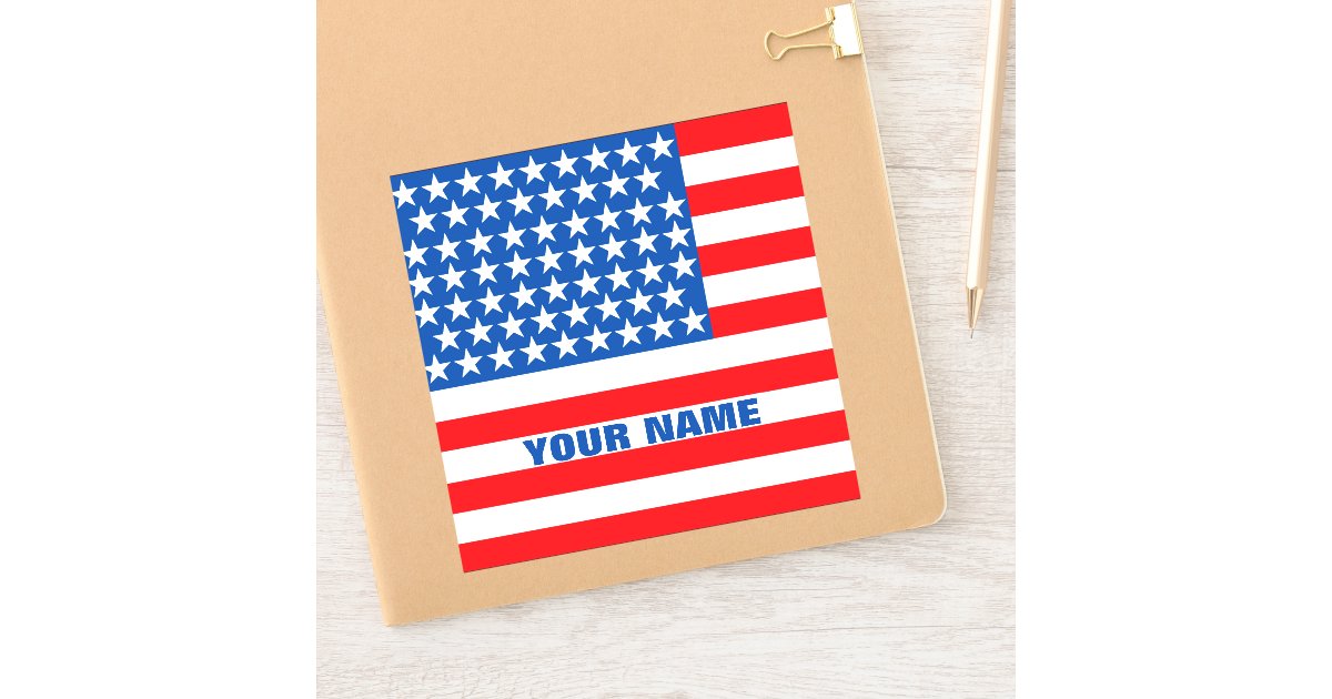 Personalized American Flag Sticker | Zazzle