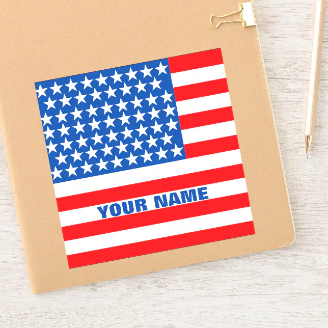 Personalized American Flag Sticker | Zazzle