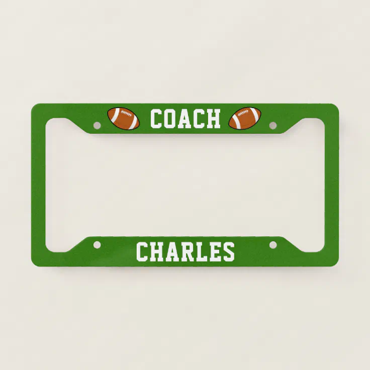 Personalized American Football Coach Name License Plate Frame | Zazzle