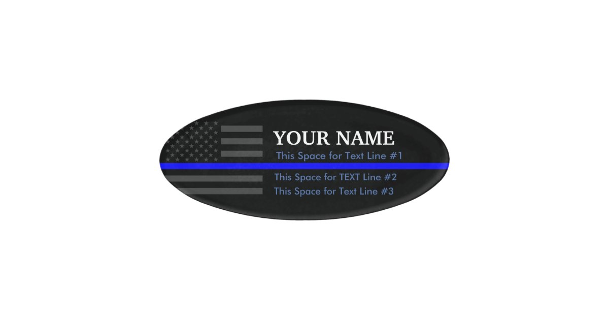 Personalized American Thin Blue Line Name Display Name Tag | Zazzle