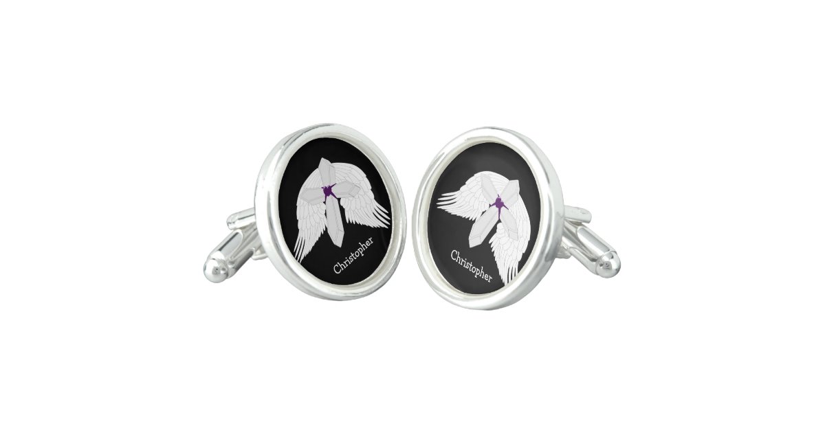 Personalized Angel Wings Cross Cufflinks | Zazzle