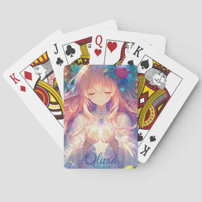 Personalized Anime Girl Sketchbook Poker Cards | Zazzle