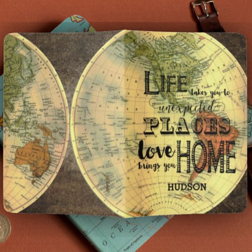 Personalized Antique Map Passport Holder | Zazzle