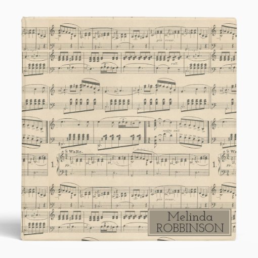 Personalized Antique Vintage Music Notebook Binder | Zazzle