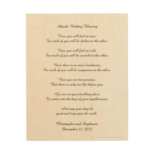 Personalized Apache Wedding Blessing Wood Wall Art | Zazzle