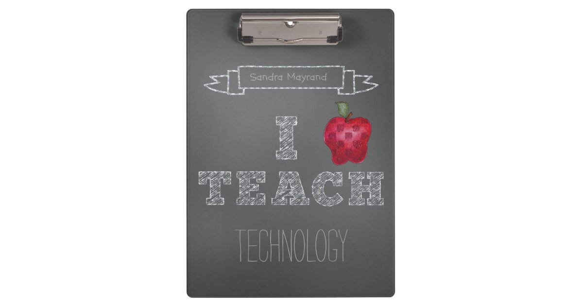 Personalized Apple Chalkboard I Teach Clipboard | Zazzle