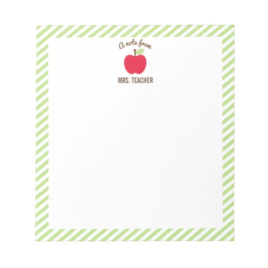 Personalized Apple Teacher Notepad, Green Notepad | Zazzle.com