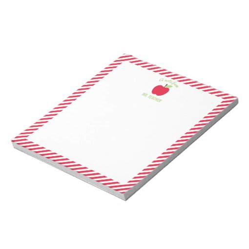Personalized Apple Teacher Notepad, Red Notepad | Zazzle