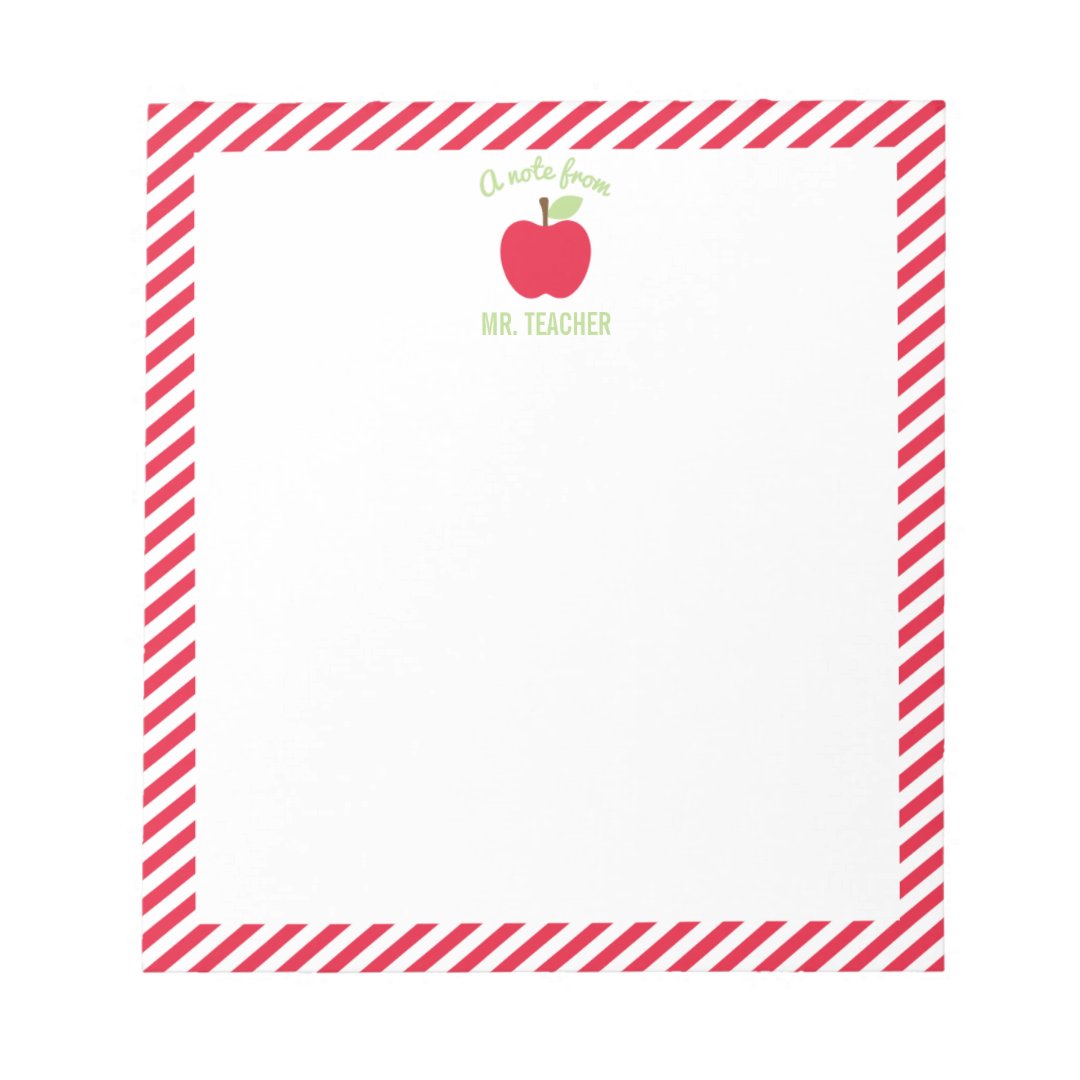 Personalized Apple Teacher Notepad, Red Notepad | Zazzle