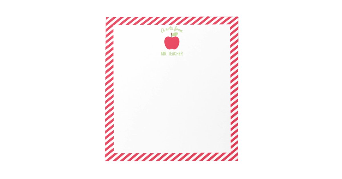 Personalized Apple Teacher Notepad, Red Notepad | Zazzle
