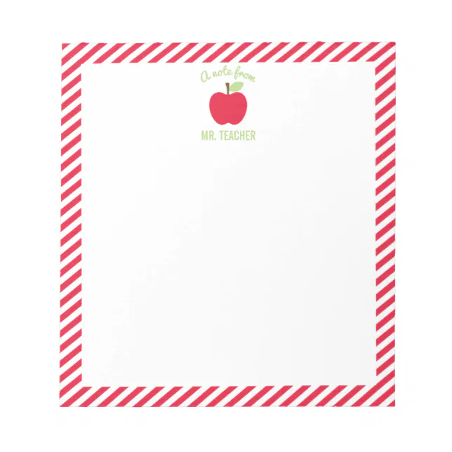 Personalized Apple Teacher Notepad, Red Notepad | Zazzle