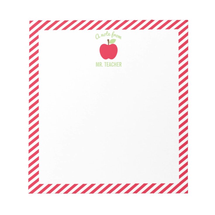 Personalized Apple Teacher Notepad, Red Notepad | Zazzle