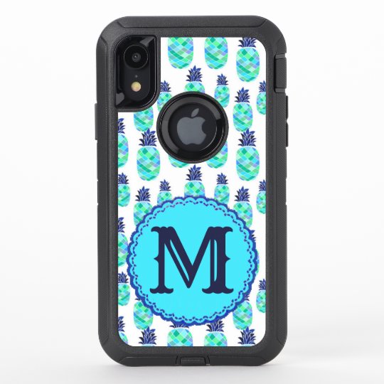 Personalized Aqua Turquoise Pineapples Background OtterBox iPhone Case ...