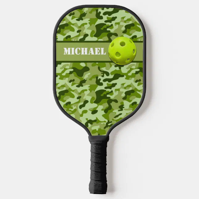 Personalized Army Green Camouflage Pickleball Paddle | Zazzle