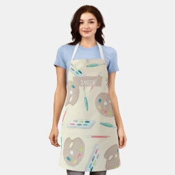 Personalized Artist Apron Smock with Art Supplies | Zazzle