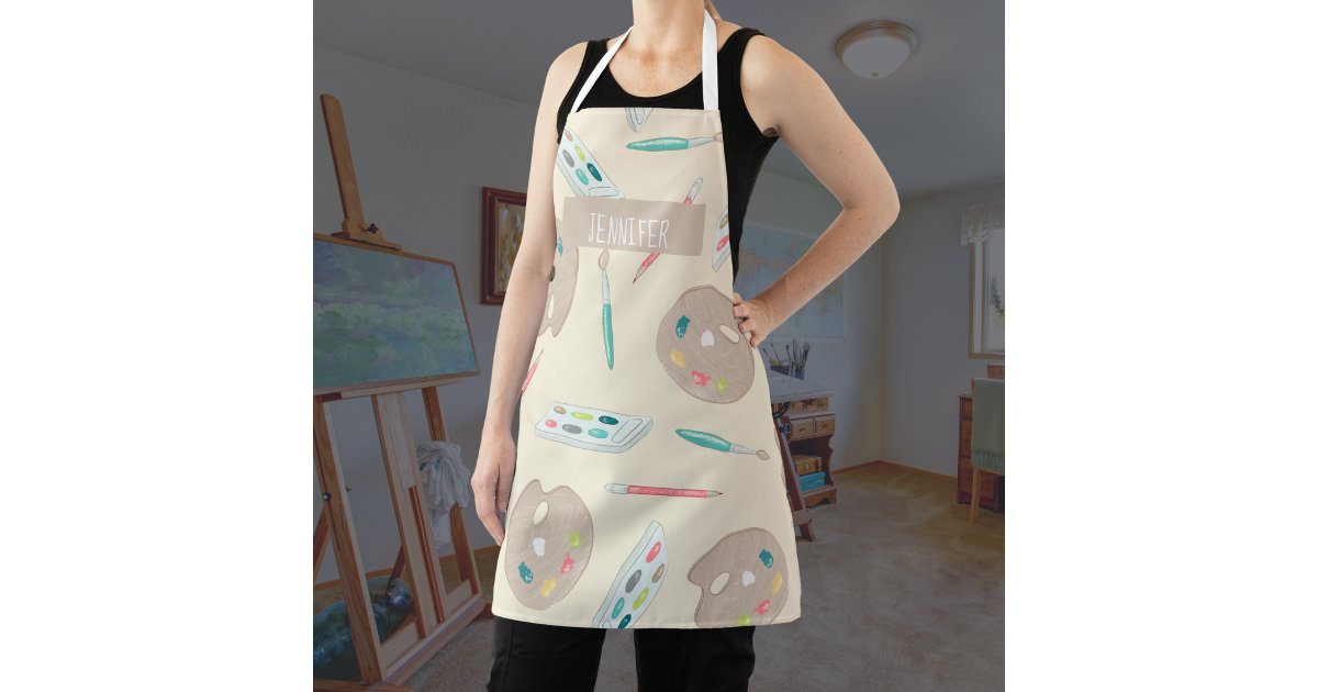 Personalized Artist Apron Smock with Art Supplies | Zazzle
