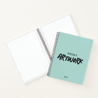 Personalized Artist Artwork Sketchbook Mint Green Notebook | Zazzle