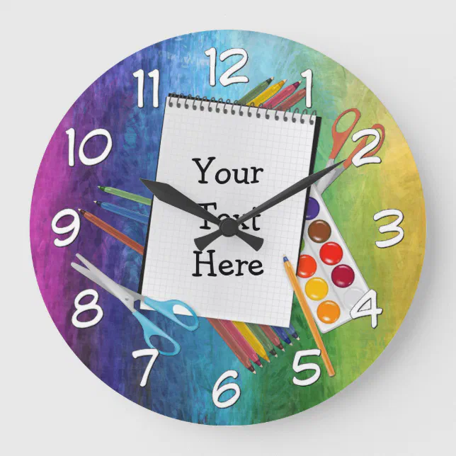 Personalized Artsy Craft Supplies Rainbow Clock | Zazzle