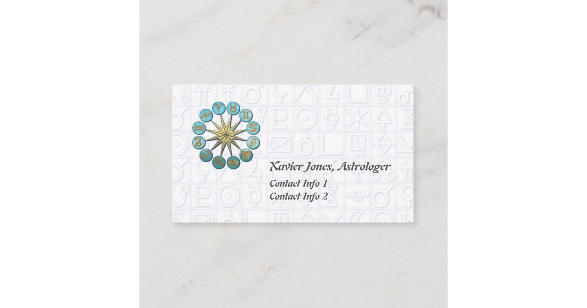 Personalized astrology symbols business cards | Zazzle