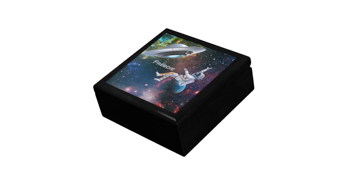 Personalized Astronaut and Flying Saucer Gift Box | Zazzle