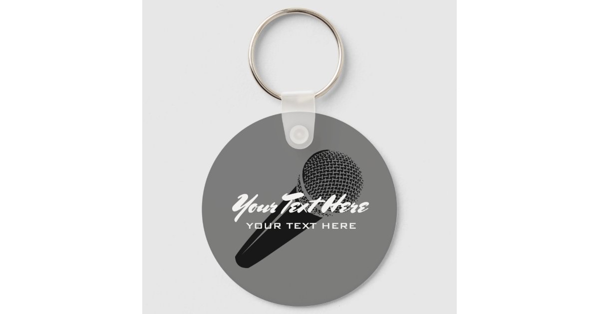 Personalized audio mic microphone icon keychain | Zazzle