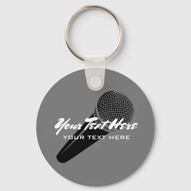 Personalized audio mic microphone icon keychain | Zazzle