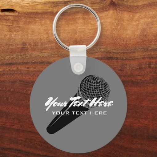 Personalized audio mic microphone icon keychain | Zazzle