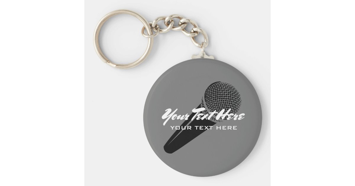 Personalized audio mic microphone icon keychain | Zazzle