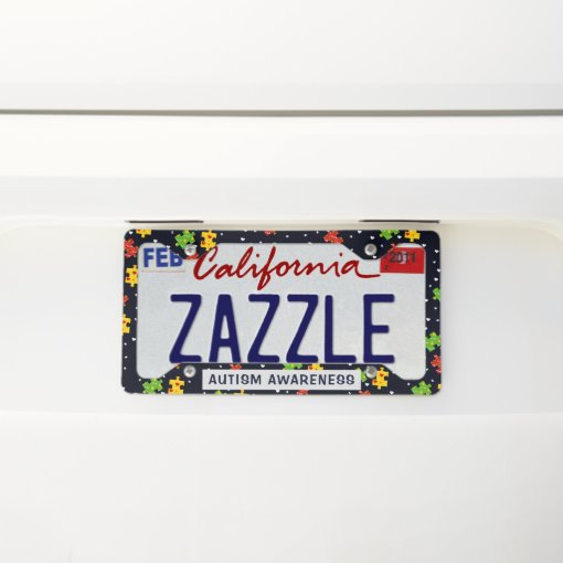 Personalized Autism Awareness Puzzles Pattern License Plate Frame | Zazzle