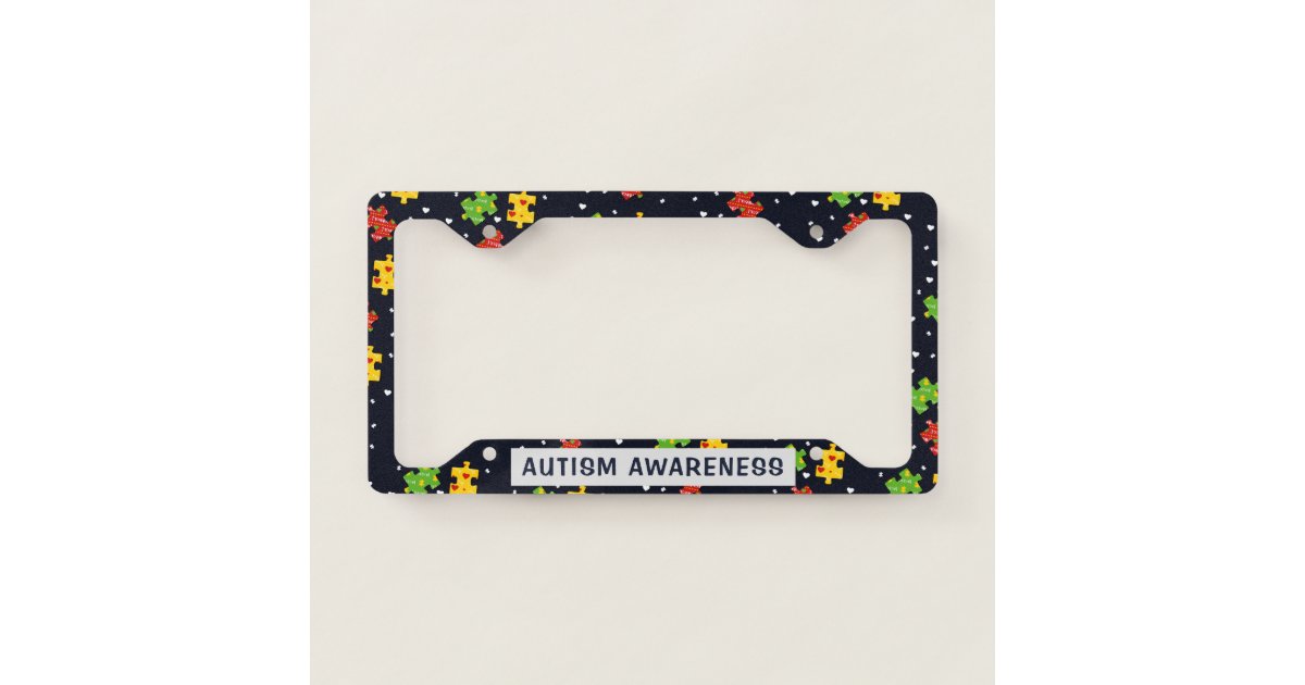Personalized Autism Awareness Puzzles Pattern License Plate Frame | Zazzle